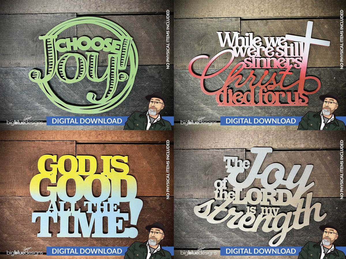 Set of 12 Faith Themed Signs – Big Blue Laser Designs