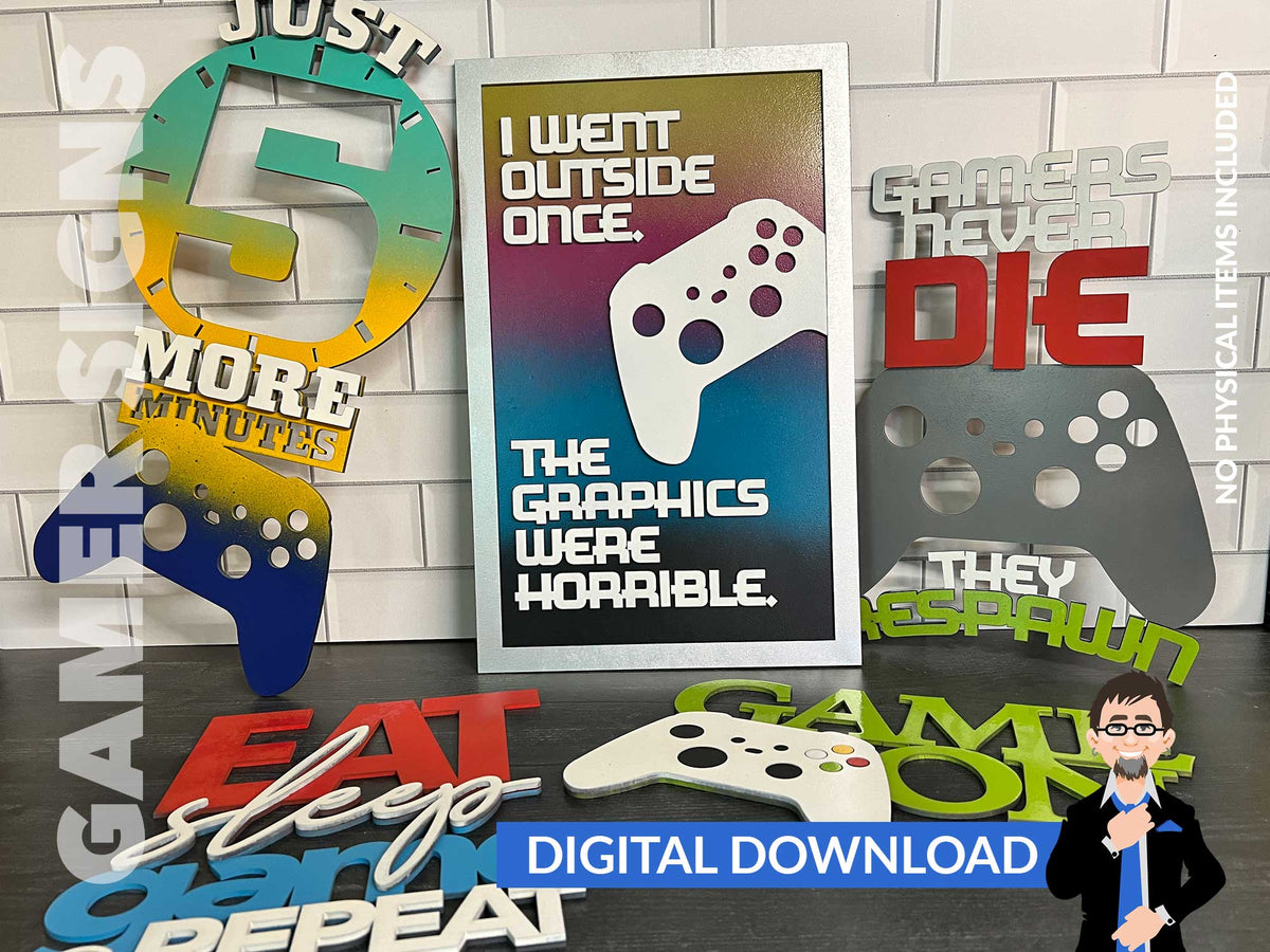 Gamer Sign Set (5 Signs) – Big Blue Laser Designs