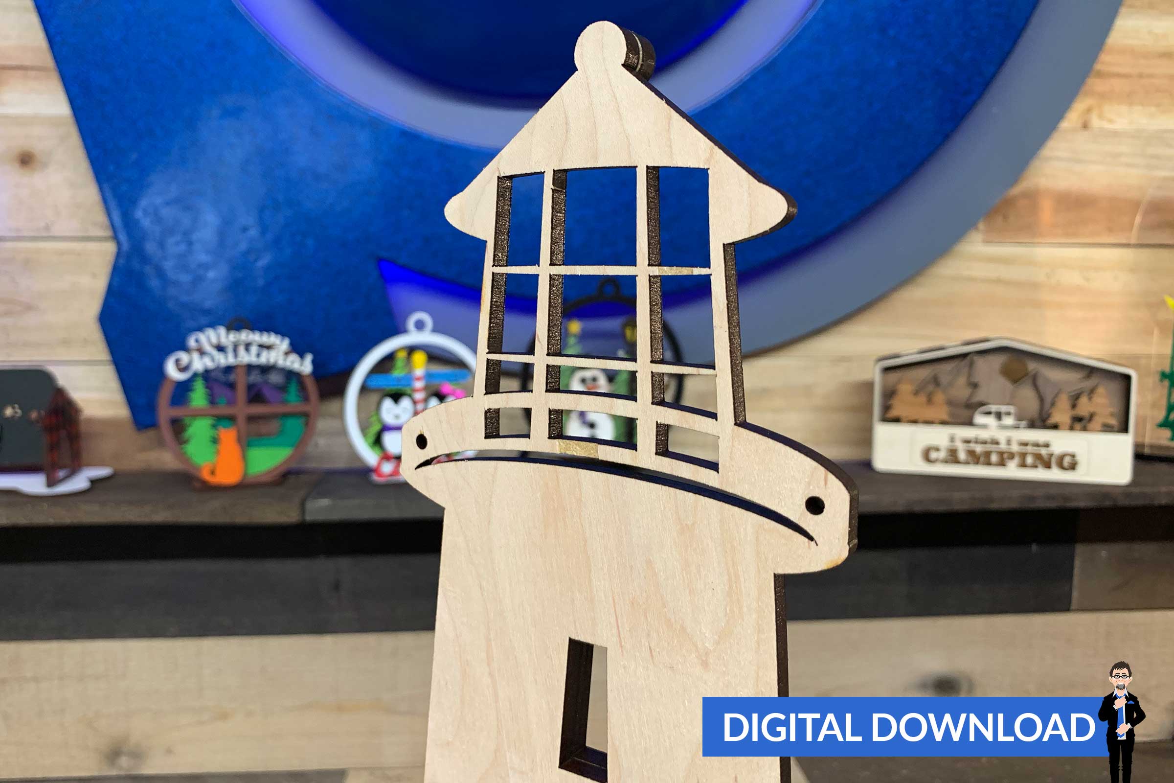 Lighthouse with Shelf – Big Blue Laser Designs