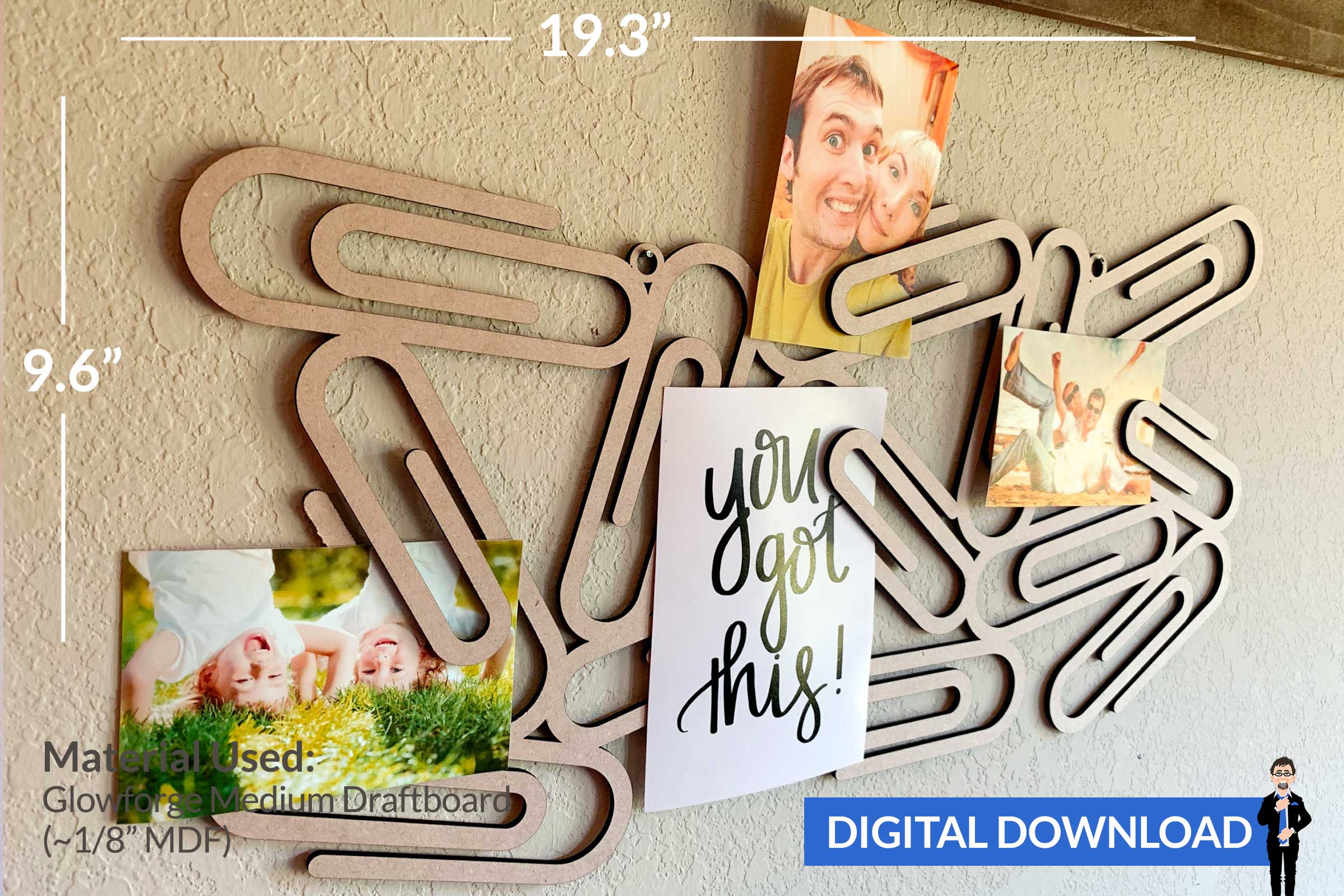 Wall Paper Clip Photo Holder – Big Blue Laser Designs