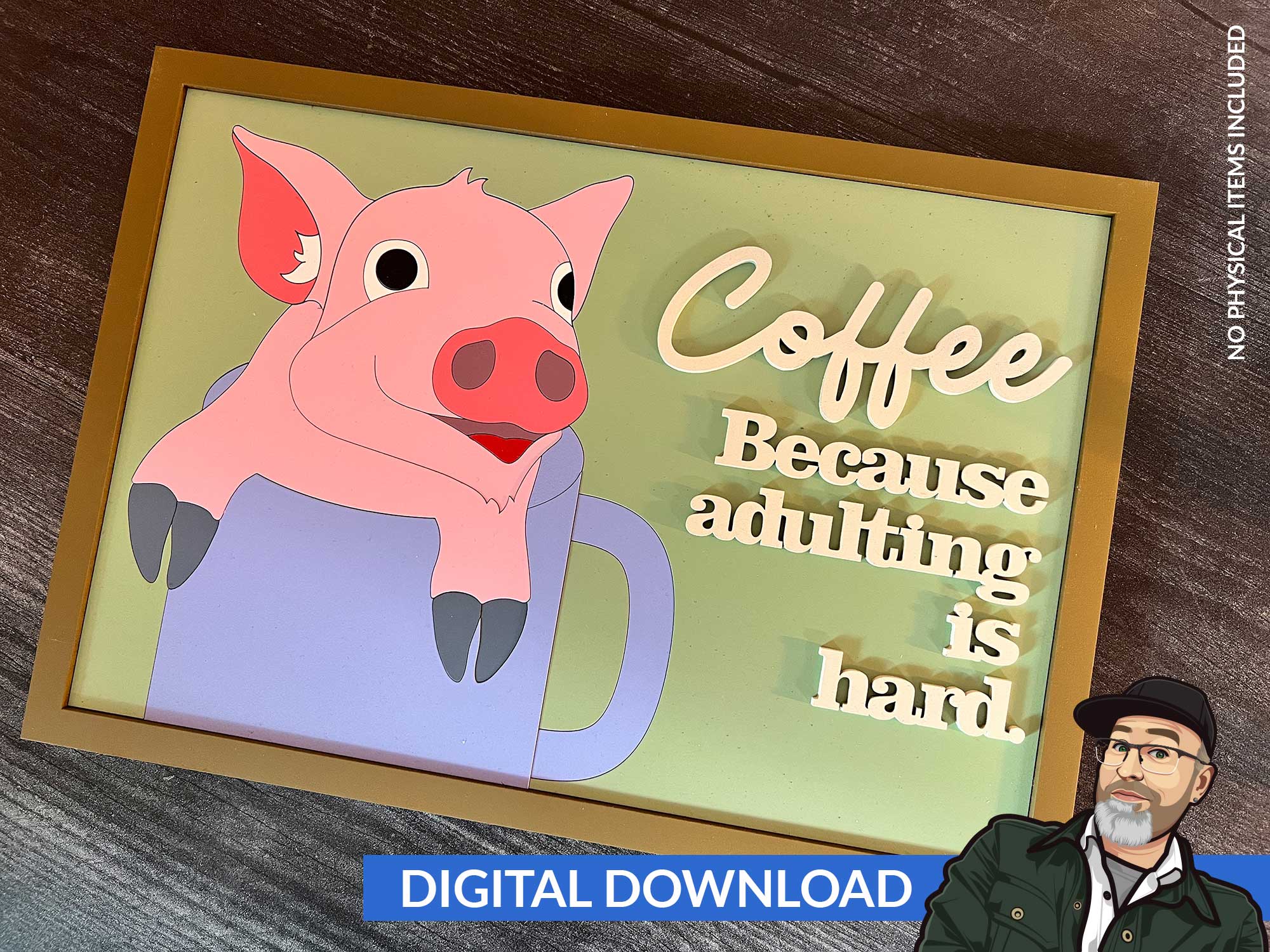 Silly Animals with Coffee Picture Set – Big Blue Laser Designs