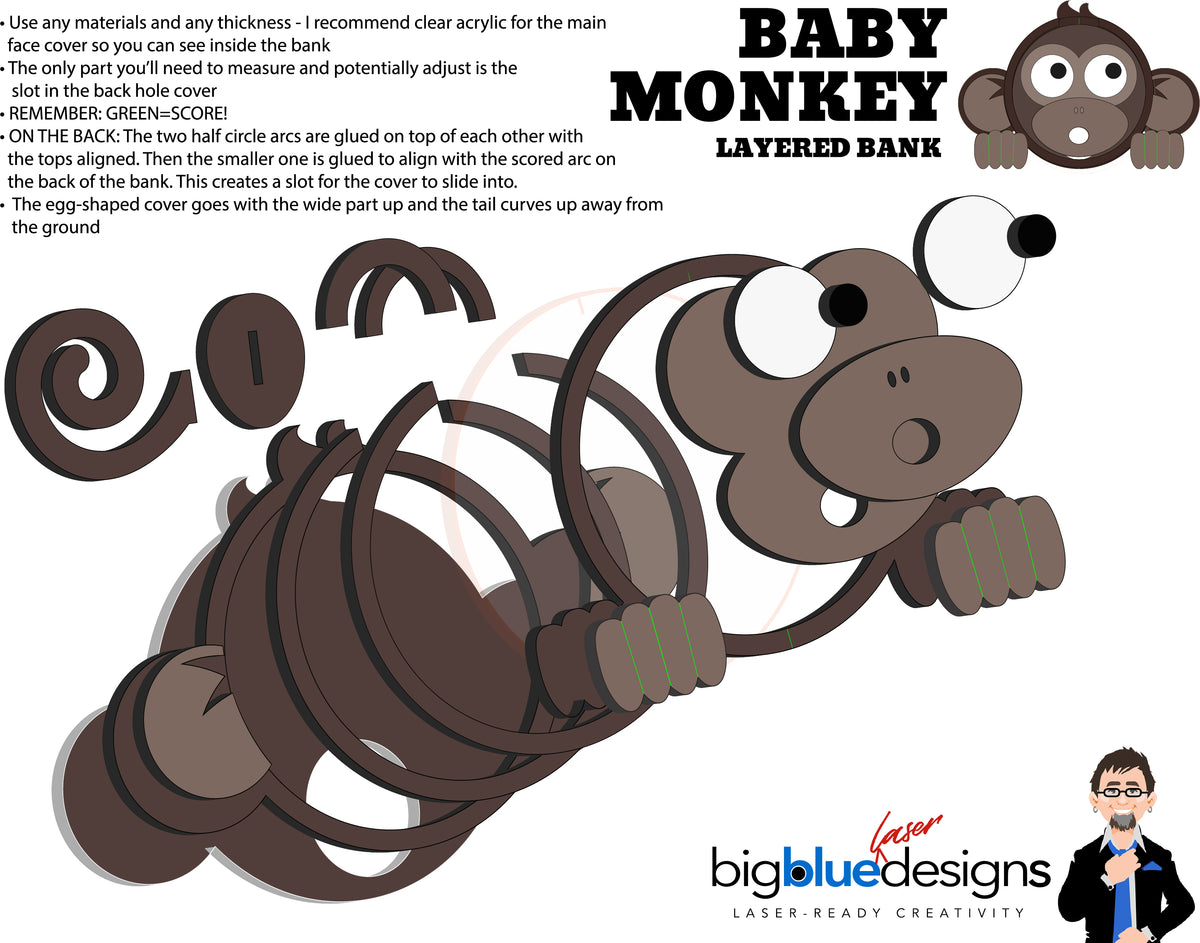 Layered Baby Monkey Bank – Big Blue Laser Designs