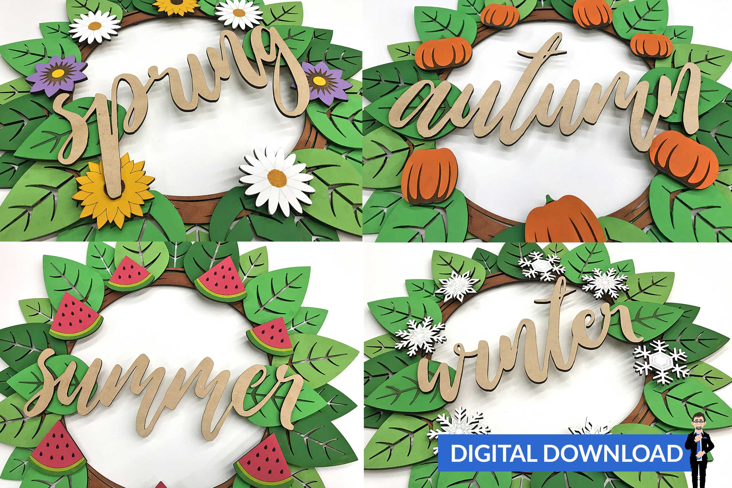 Interchangeable Seasonal Wreath – Big Blue Laser Designs