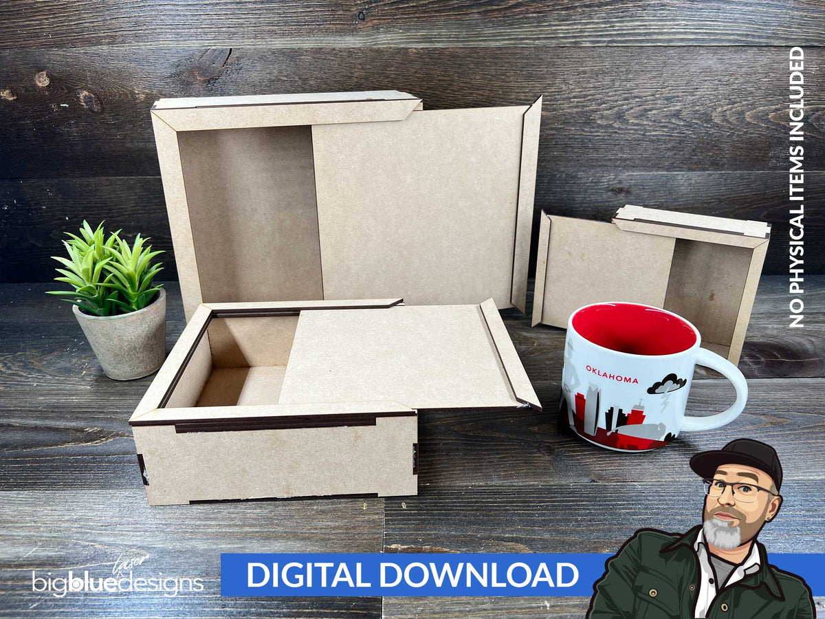 Set of 3 Boxes with Sliding Lids – Big Blue Laser Designs