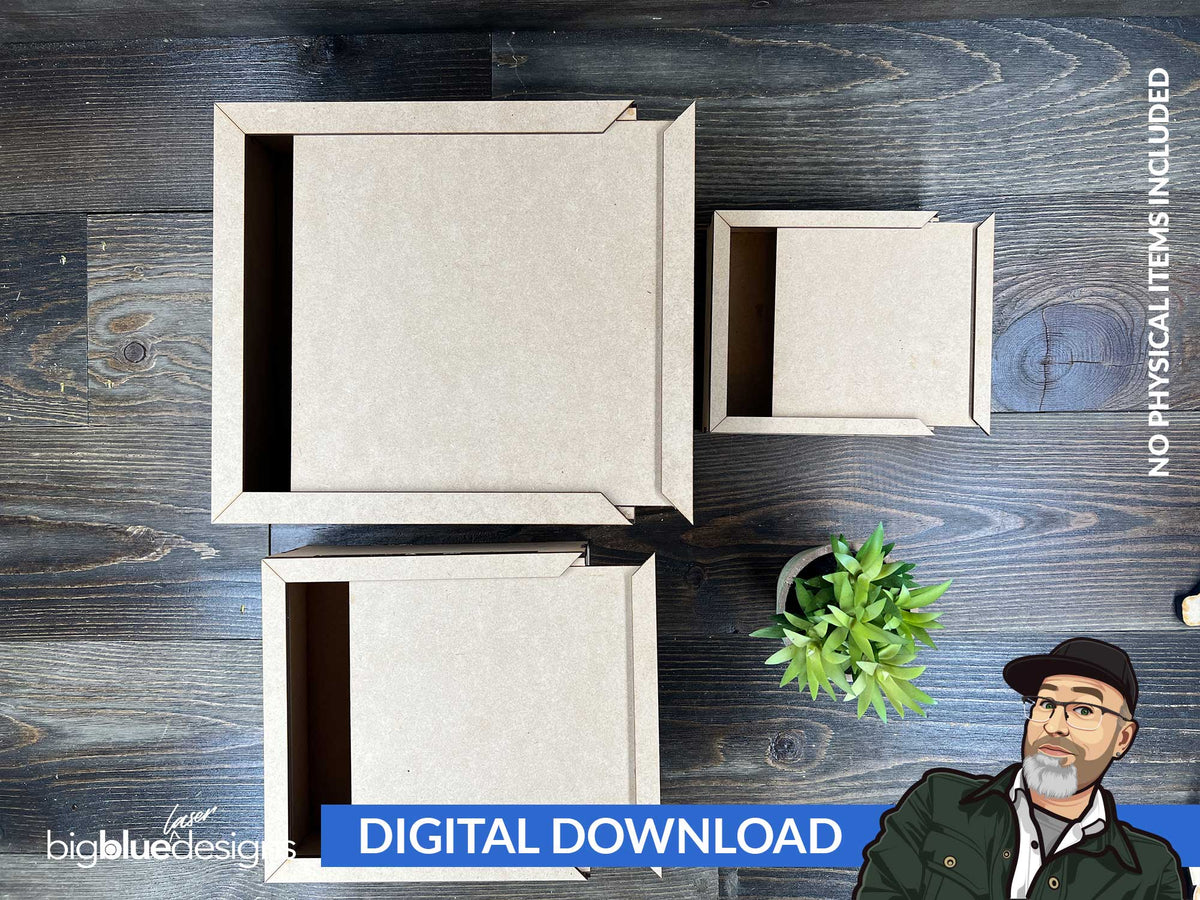 Set of 3 Boxes with Sliding Lids – Big Blue Laser Designs
