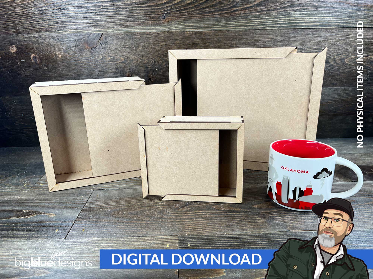 Set of 3 Boxes with Sliding Lids – Big Blue Laser Designs