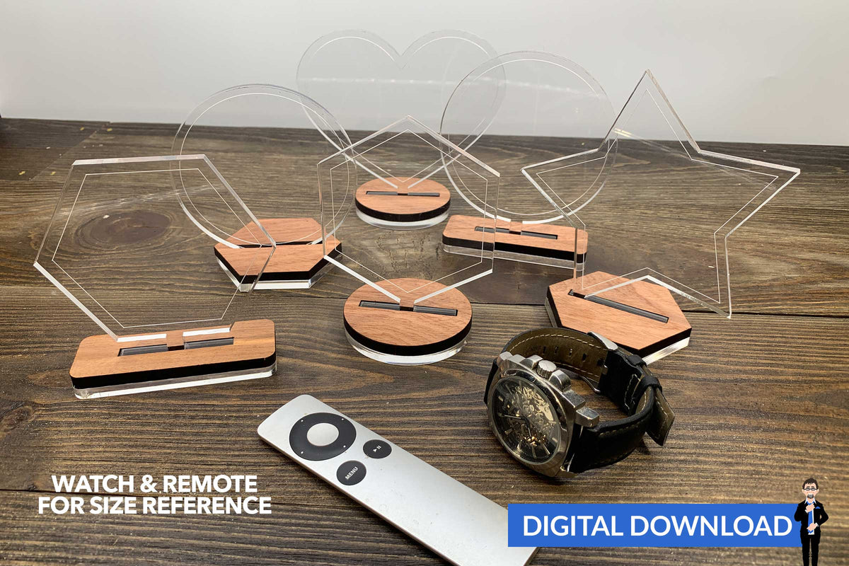 6 Small Award Shapes + 4 Bases – Big Blue Laser Designs