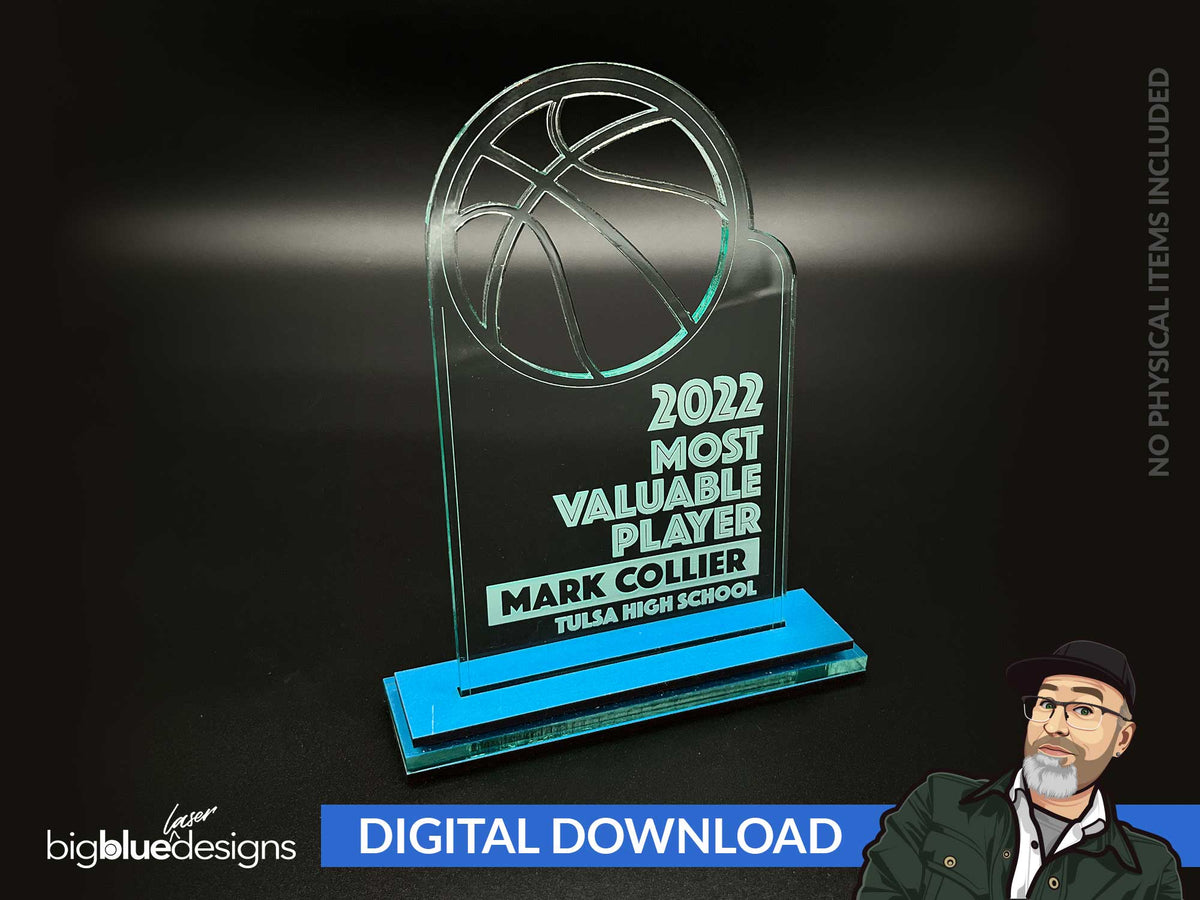 Basketball Award with Layered Base – Big Blue Laser Designs