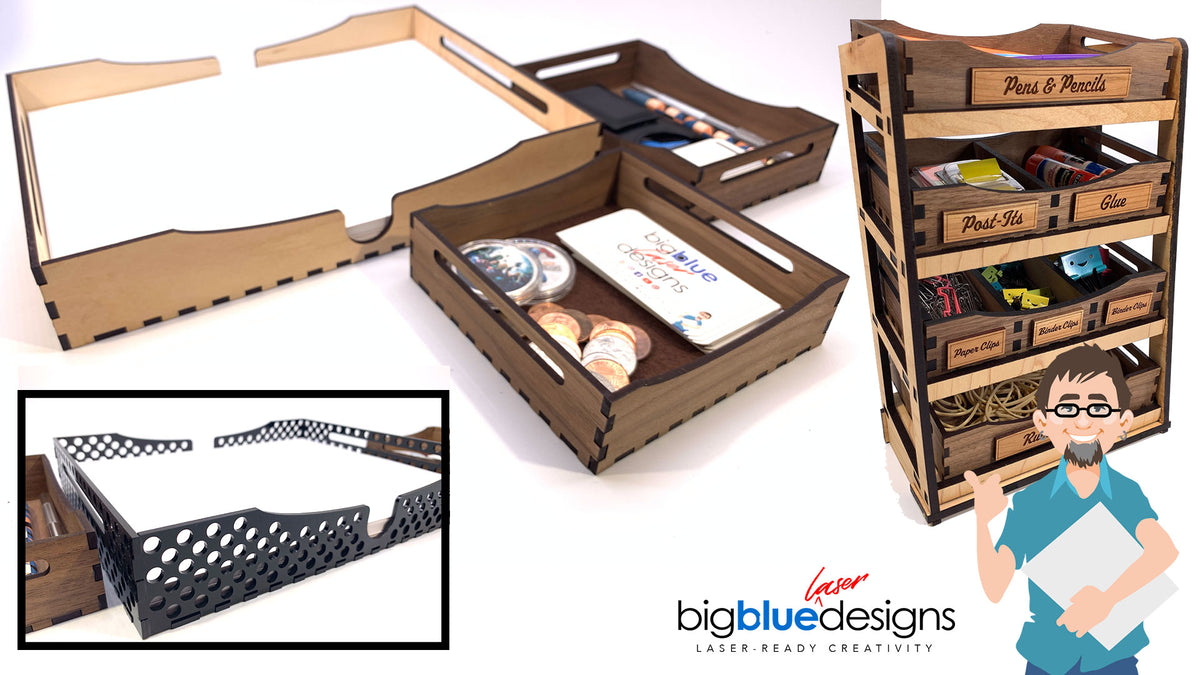 Set of 4 Trays + Rack – Big Blue Laser Designs