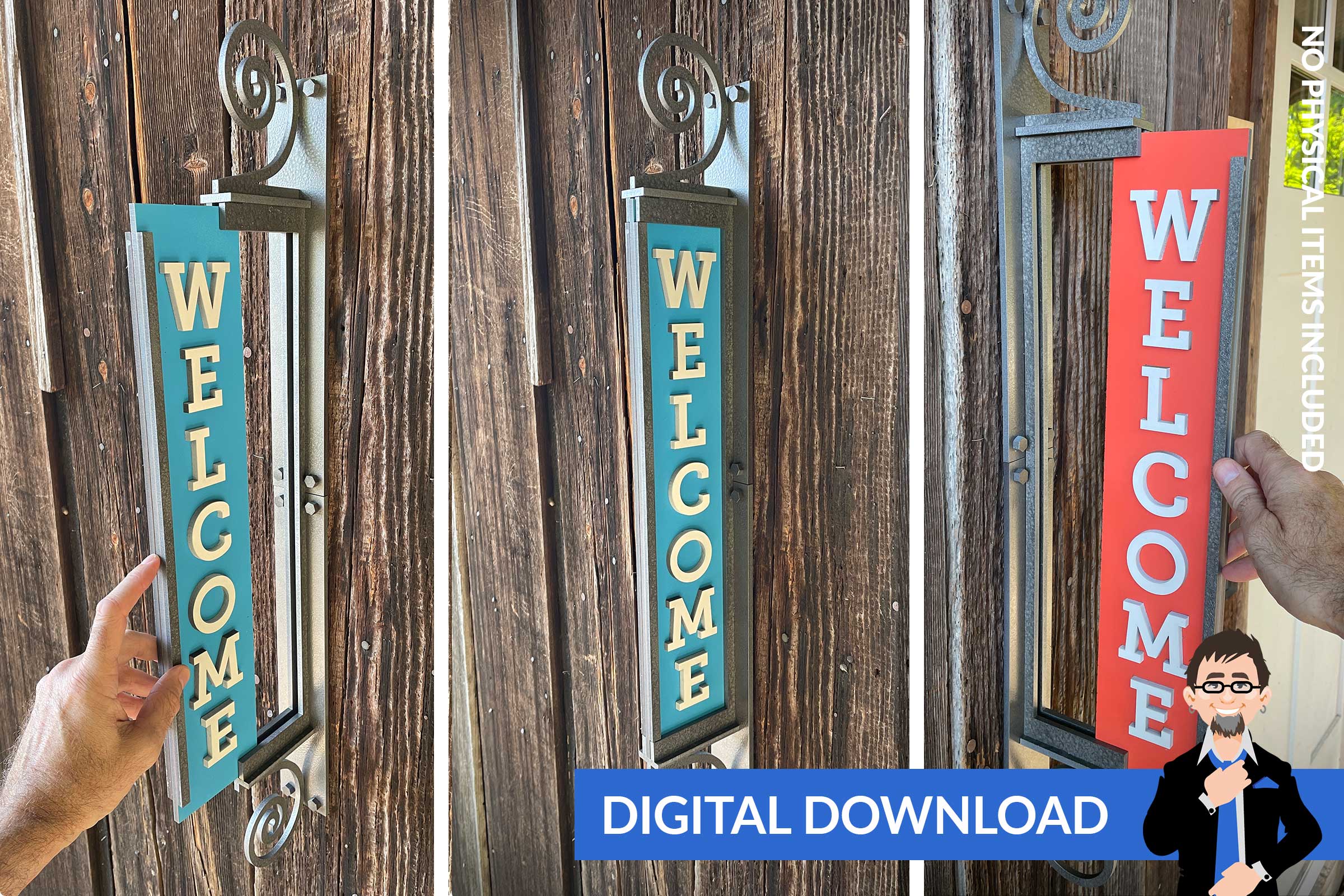 Vertical Welcome Sign – Big Blue Laser Designs